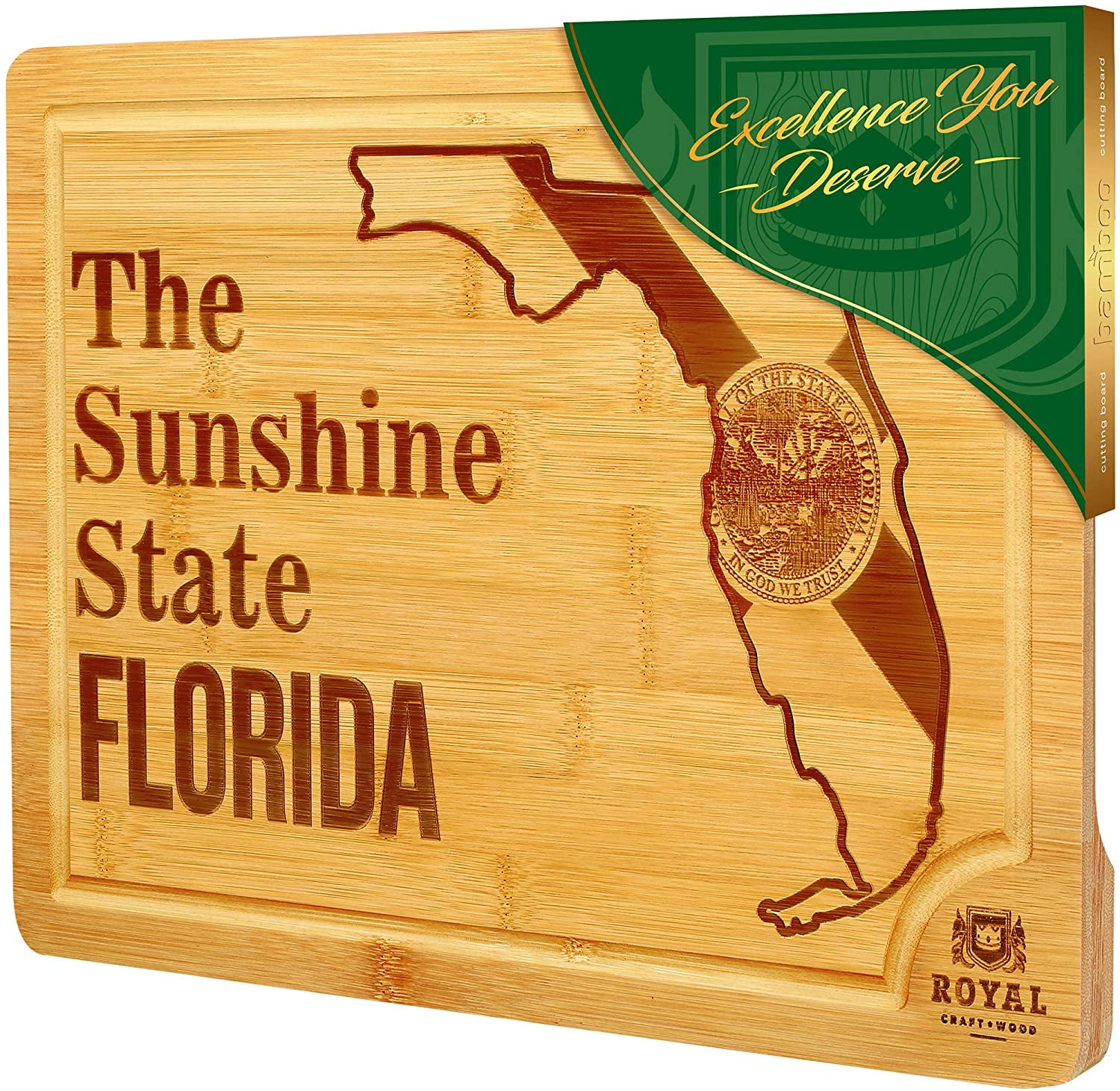 Bamboo State Cutting Board for Kitchen – Florida Cheese Board ...
