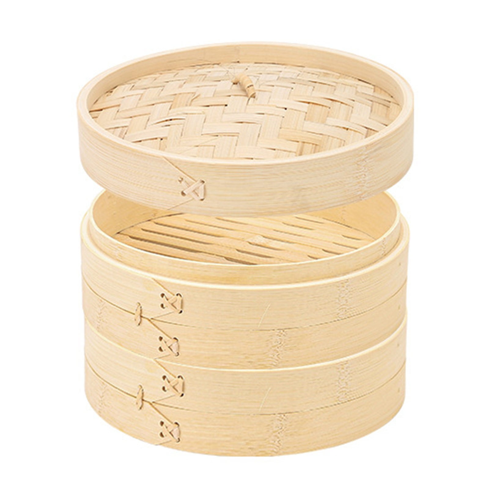 Bamboo Steamer 2 Tier and 100 Count Perforated Parchment Paper Bamboo ...