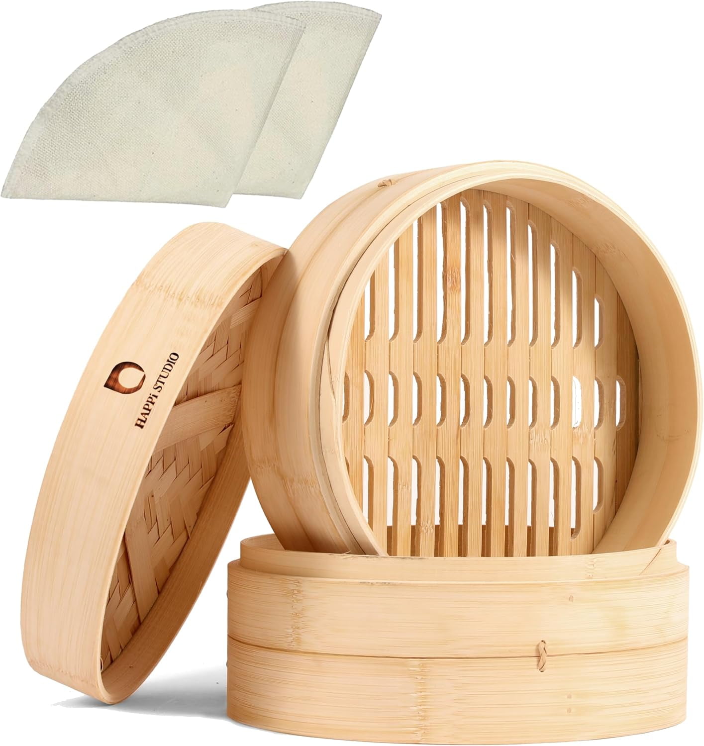 Bamboo Steamer Basket - 2-Tier Dumpling Steamer - 10 Inch Bamboo ...