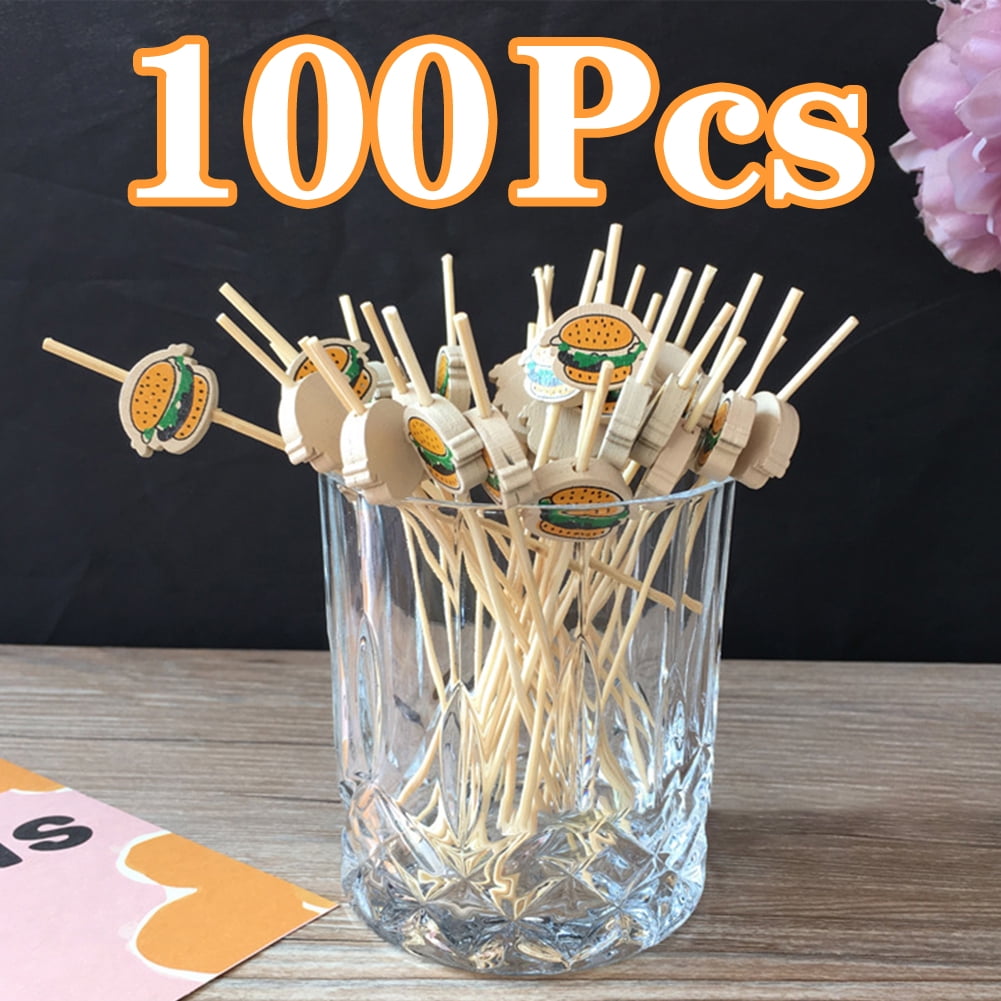 Bamboo Stick 100 PCS Bamboo Skewers 4 Inch, Food Picks,Party Toothpicks ...