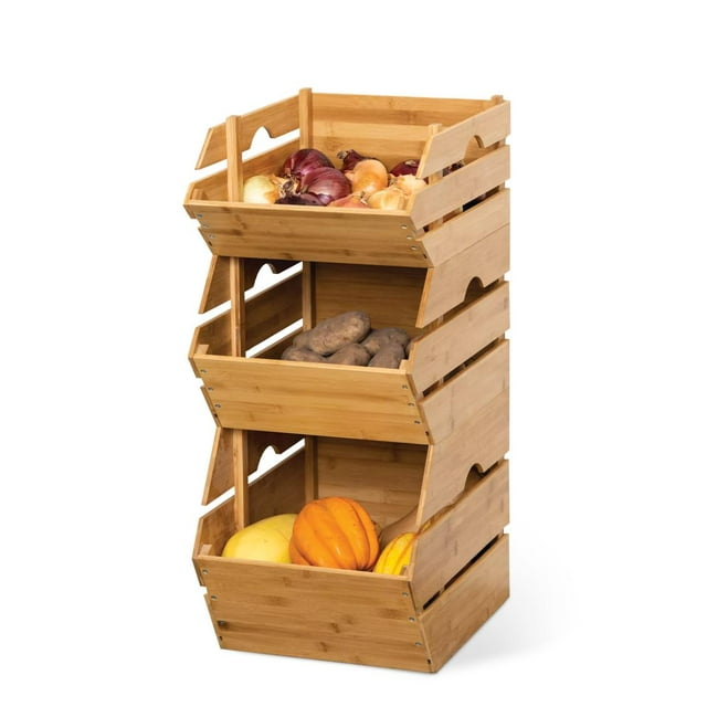 Gardener's Supply Company Stackable Bamboo Storage Bin Set for Kitchen ...