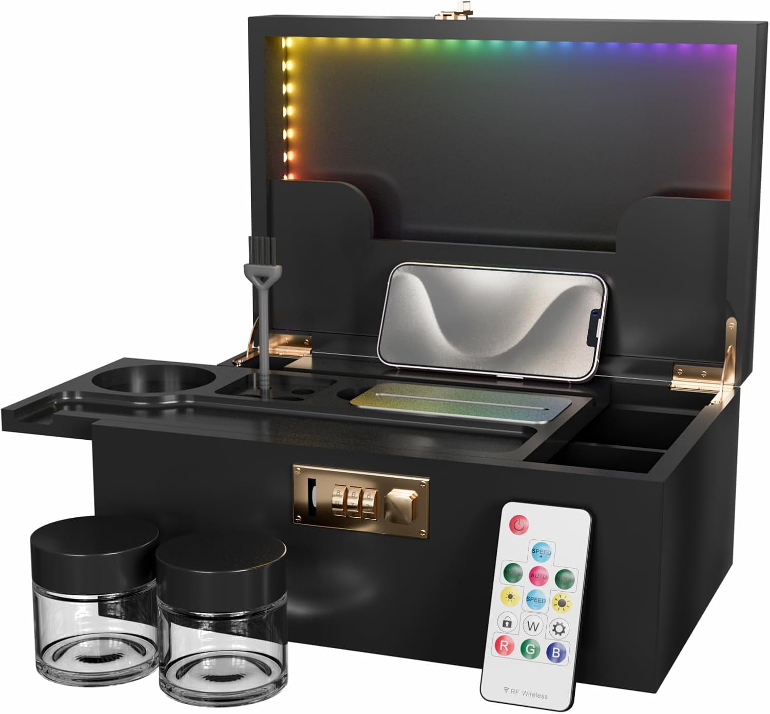 Bamboo Storage Box With Colored LED Lights - 358 Kinds Cool Light ...