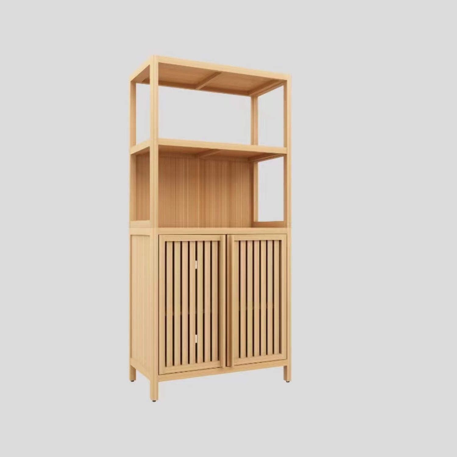 Bamboo Storage Cabinet, Freestanding Bathroom Cabinet With 2 Doors ...
