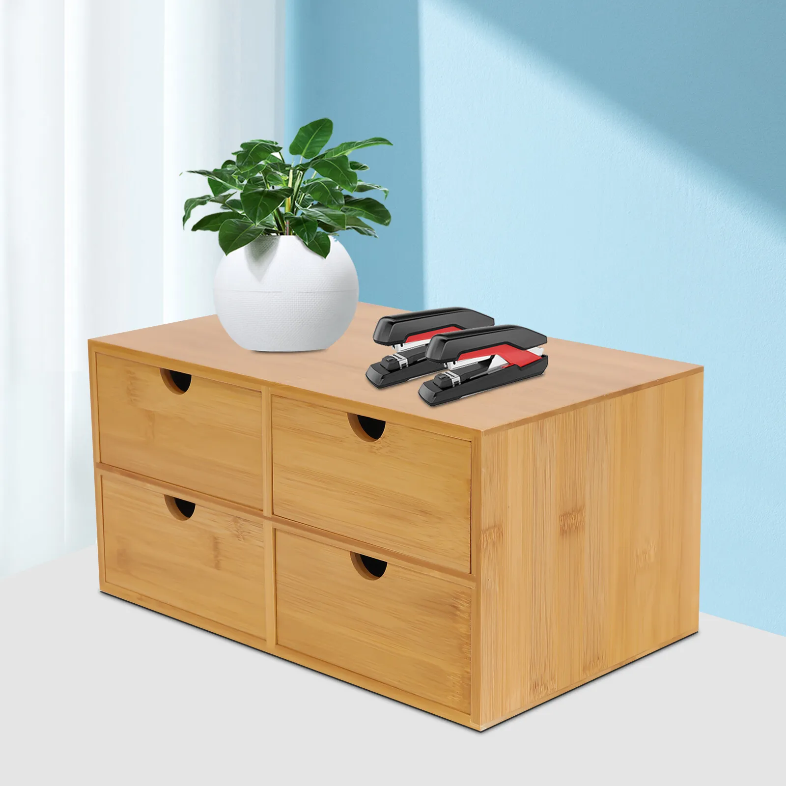 Bamboo Storage Organizer with 2/3/4 Drawers for Office Countertop ...