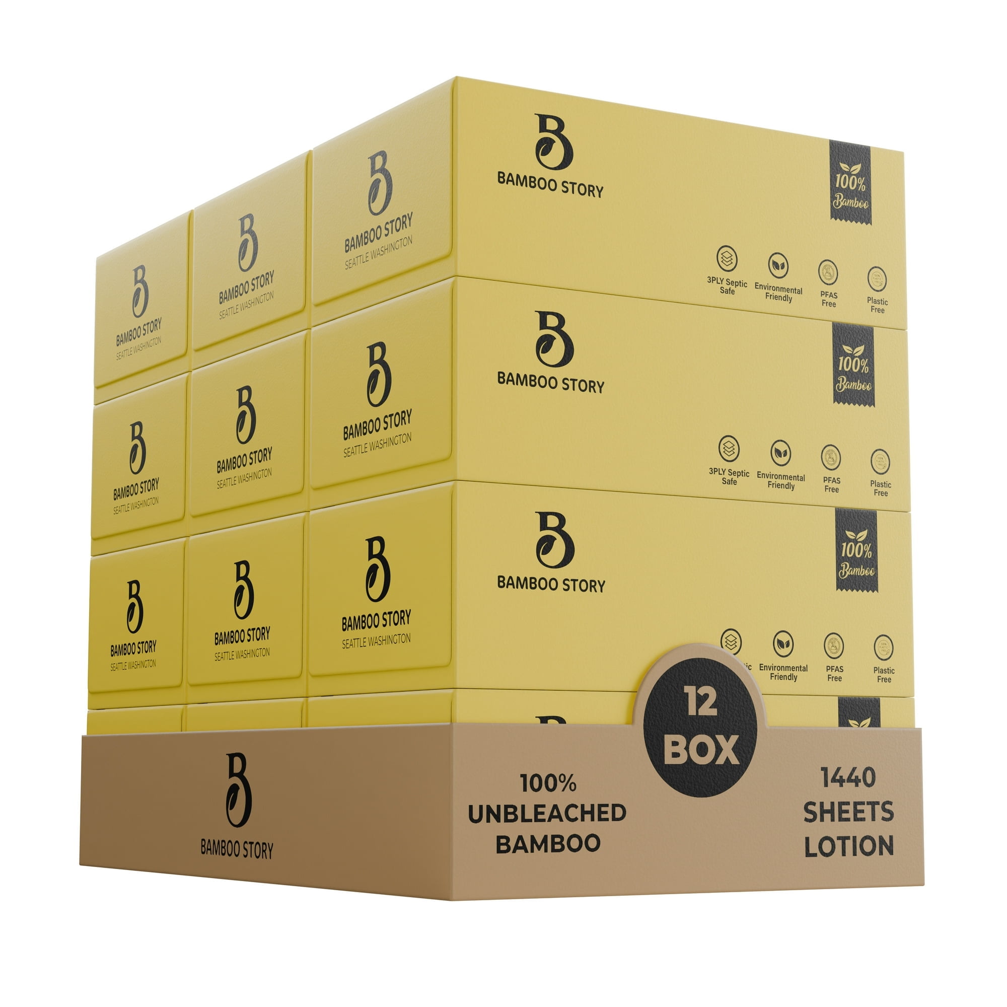 Bamboo Story 3-Ply Unbleached Bamboo Facial Tissue, Soft Facial Tissue ...