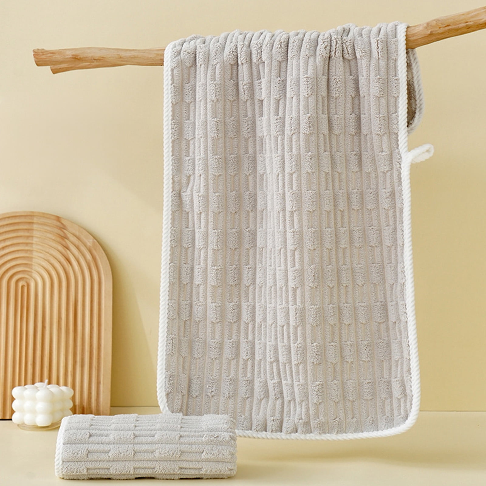 Bamboo Strip Coral Fleece Towels, Super Absorbent Quick-Drying Face ...