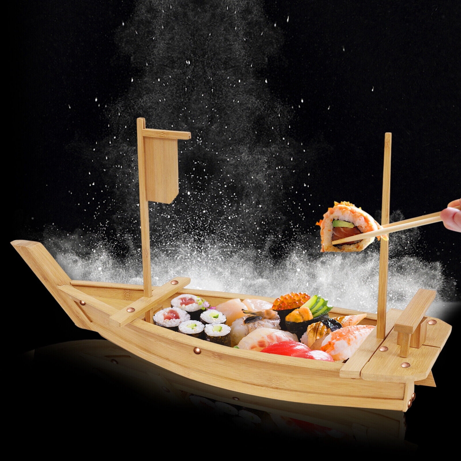 Bamboo Sushi Boat Serving Tray Buffets Fruit Sashimi Appetizers Plate ...