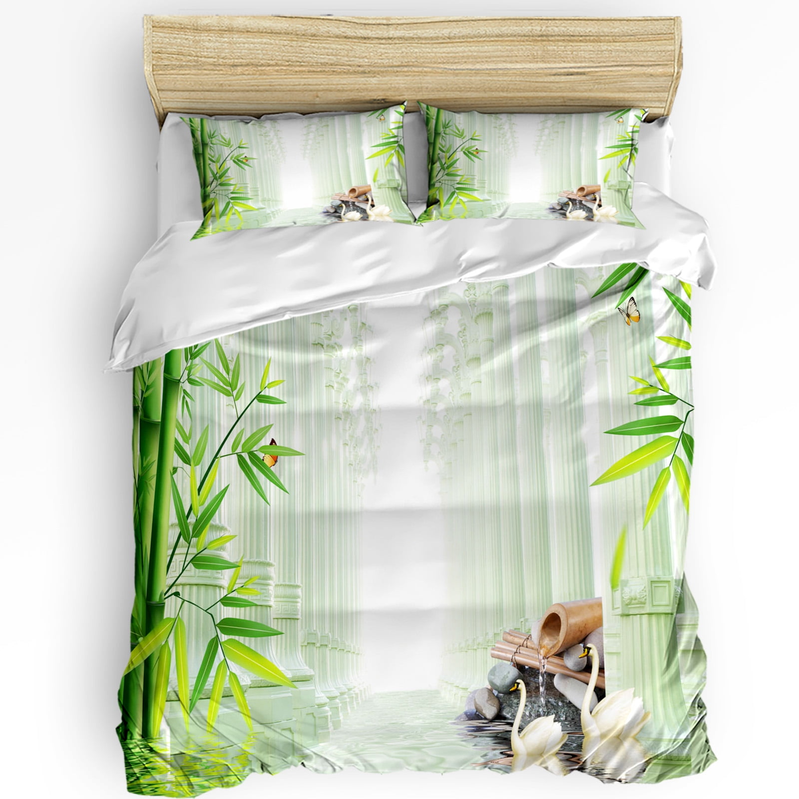 Bamboo Swan Pillar Water Surface St Butterfly 3pcs Duvet Cover Set ...