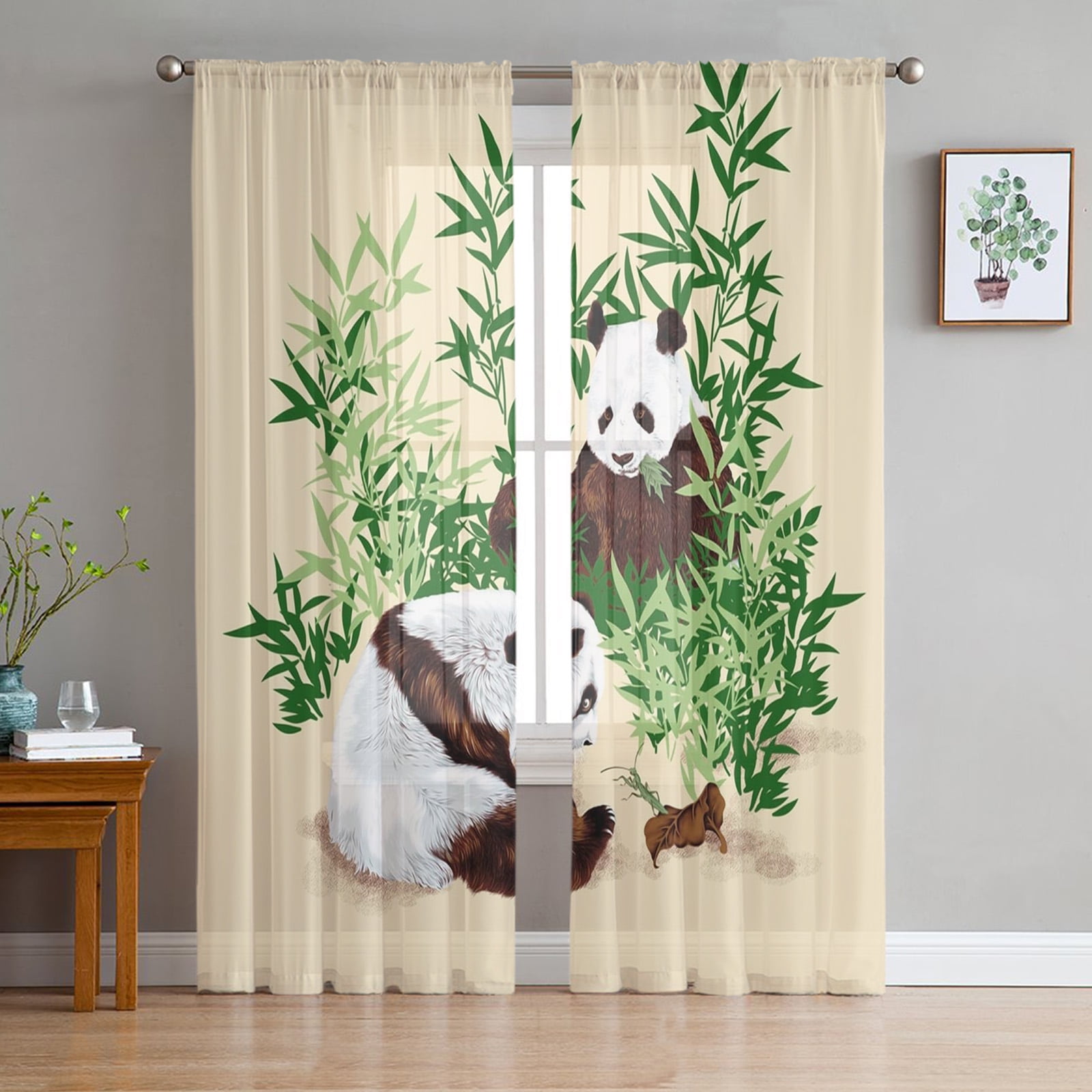 Bamboo Swan Pillar Water Surface St Curtains Tulle For Living Room ...