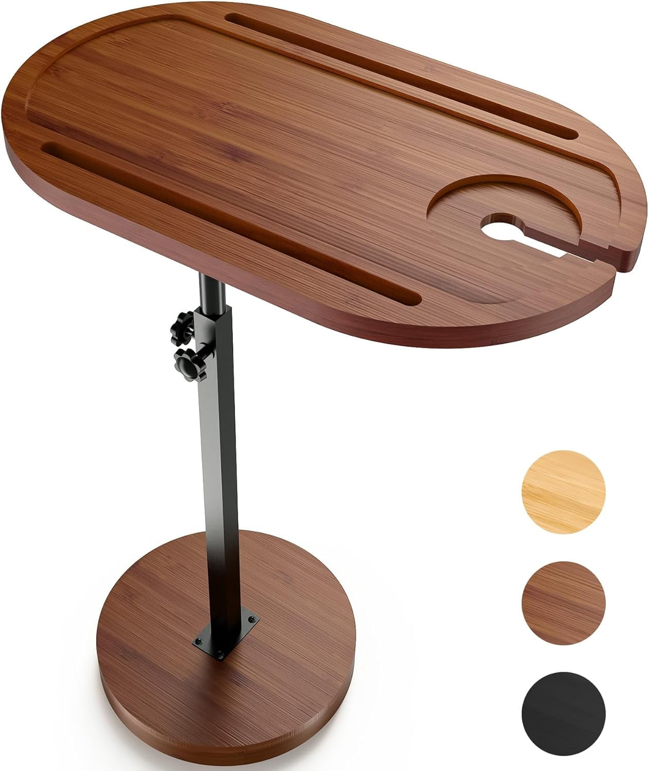 Bamboo Swivel Sofa Armrest Tray Table for Couch with Thickened Stable ...