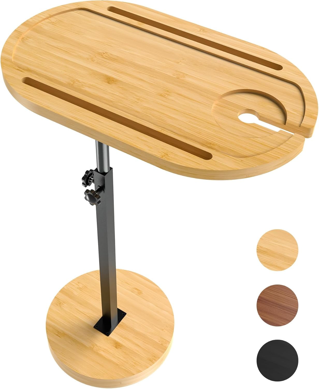 Bamboo Swivel Sofa Armrest Tray Table for Couch with Thickened Stable ...