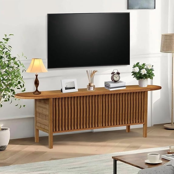 Bamboo TV Stand for TVs up to 65", Accent Entertainment Center with ...