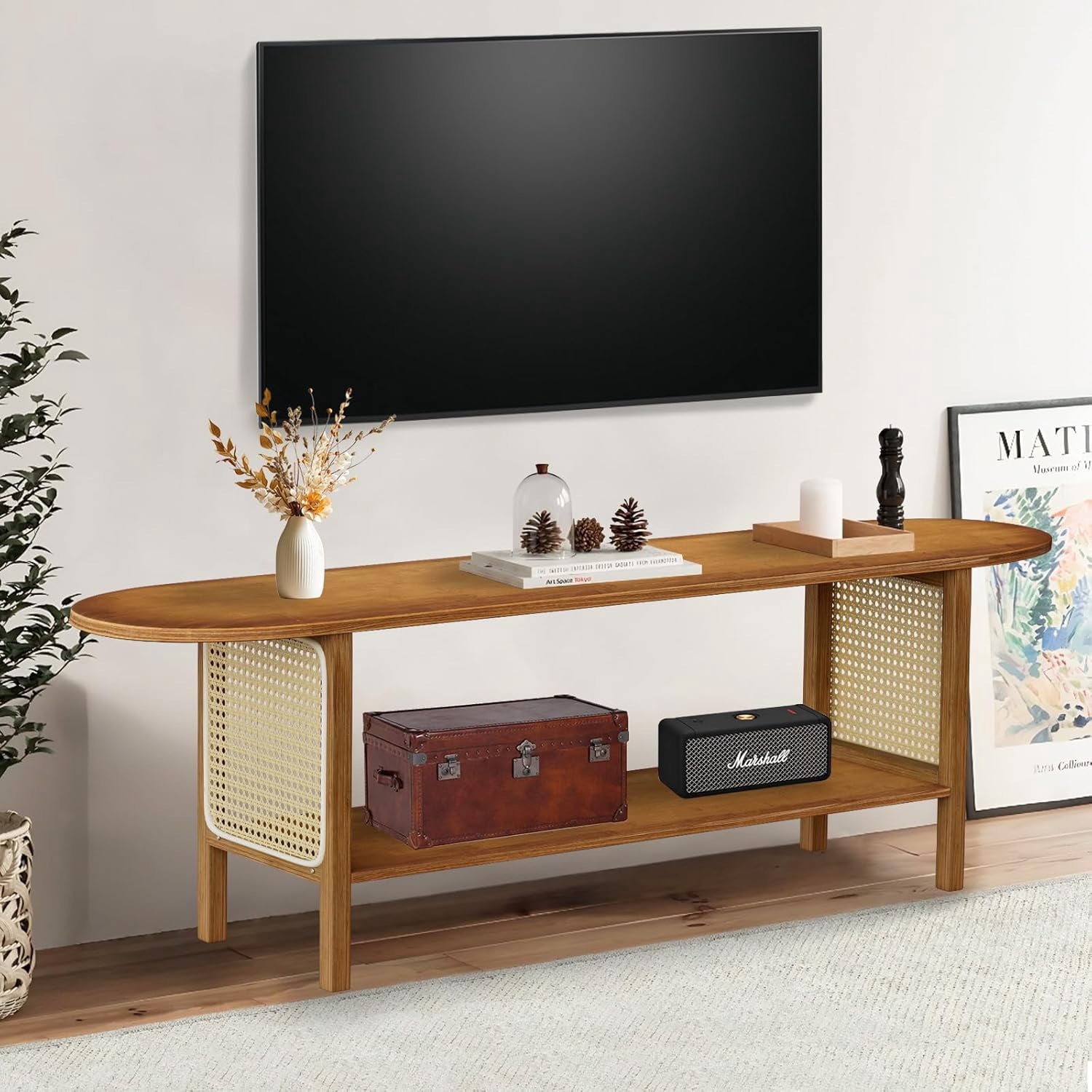 Bamboo TV Stand for TVs up to 65", Accent Entertainment Center with ...