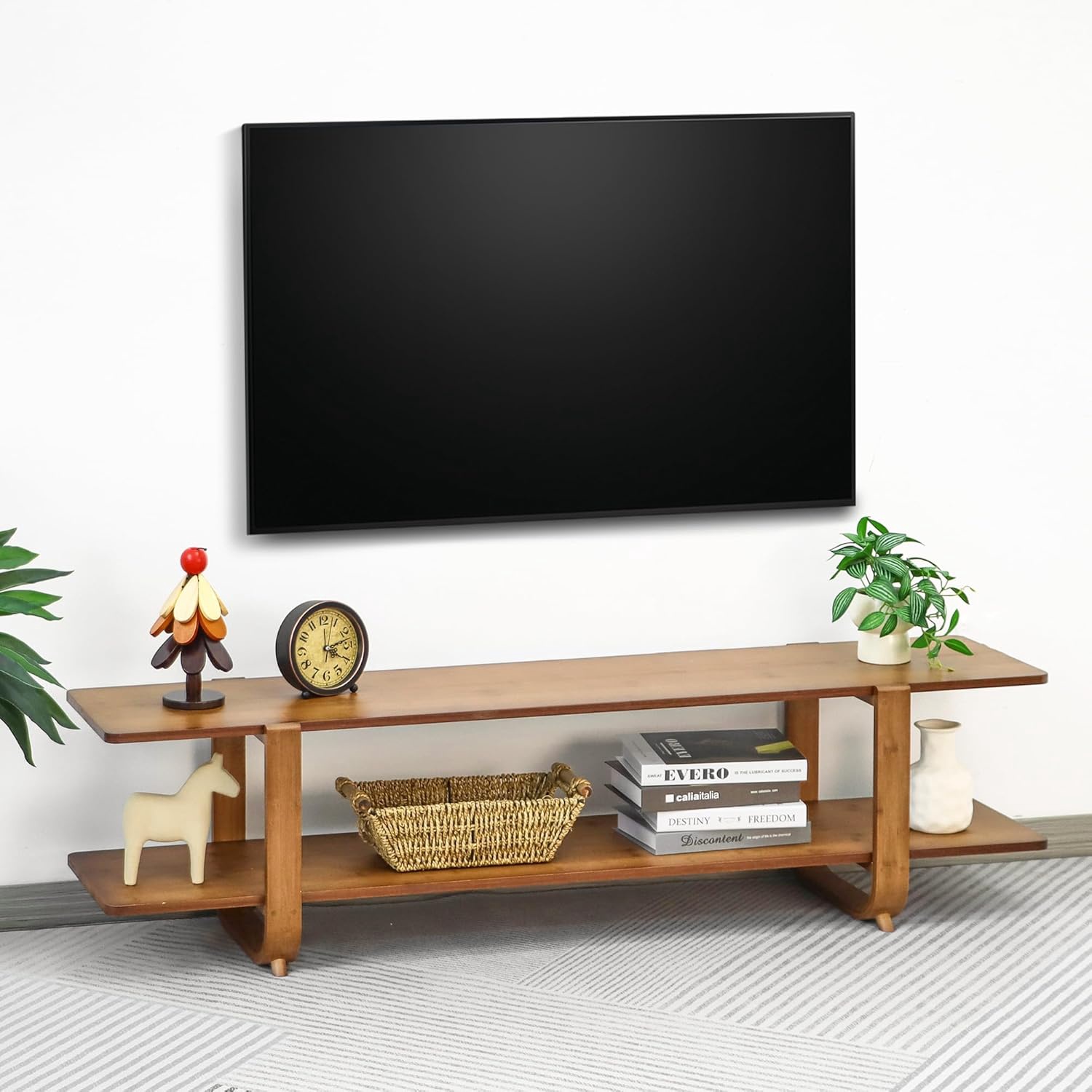 Bamboo TV Stand for TVs up to 65", Accent Entertainment Center with ...