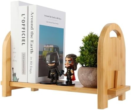 Bamboo Tabletop Bookshelf - Expandable Desktop Bookcase - No Tools ...