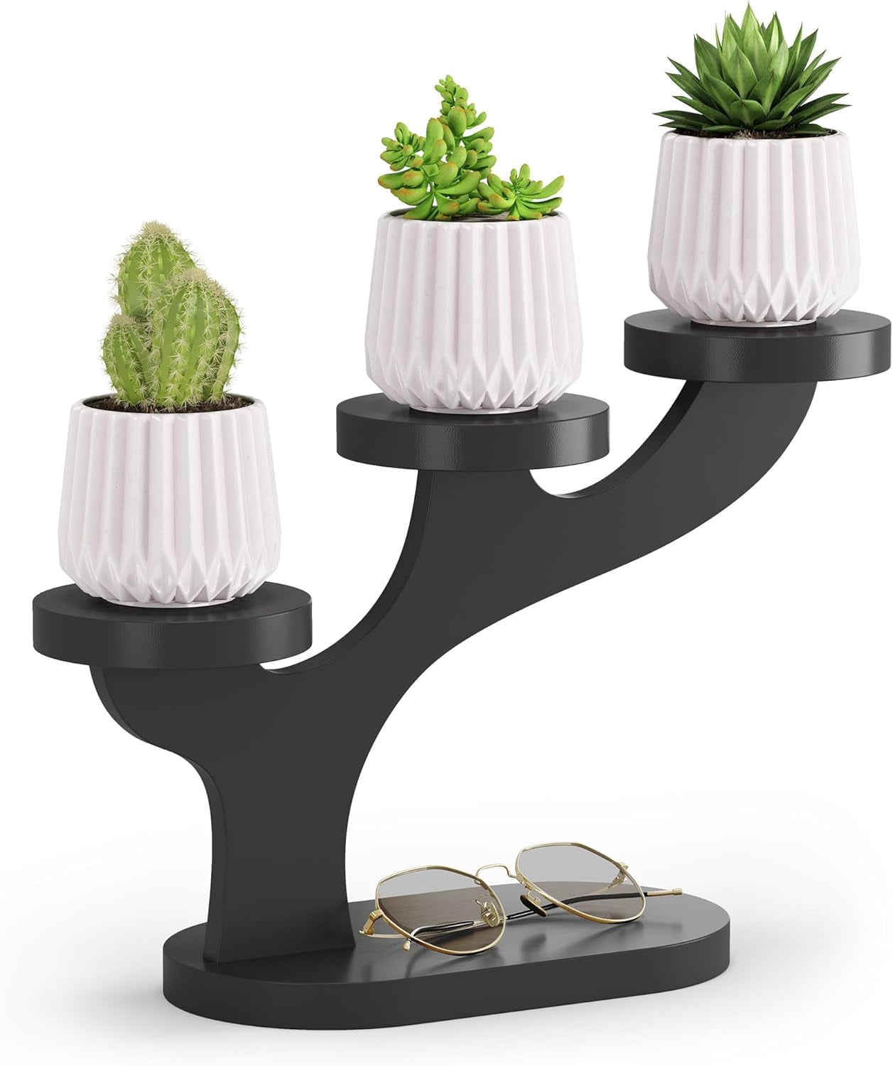 Bamboo Tabletop Plant Stand Indoor, 3 Tier Wood Desktop Small Plant ...