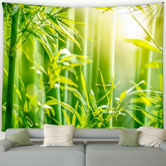 Bamboo Tapestry Stems Leaves Oriental Nature Wood Image Wide Background ...