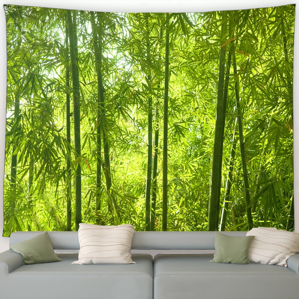 Bamboo Tapestry Stems Leaves Oriental Nature Wood Image Wide Background ...