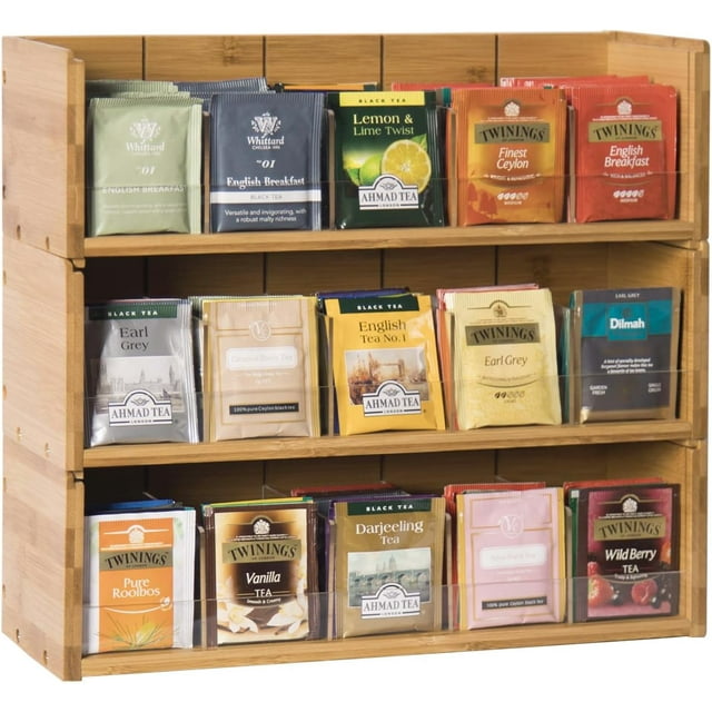 Free Shipping! Bamboo Tea Bag Organizer, 3 Tier Stackable Hot Tea Bag ...