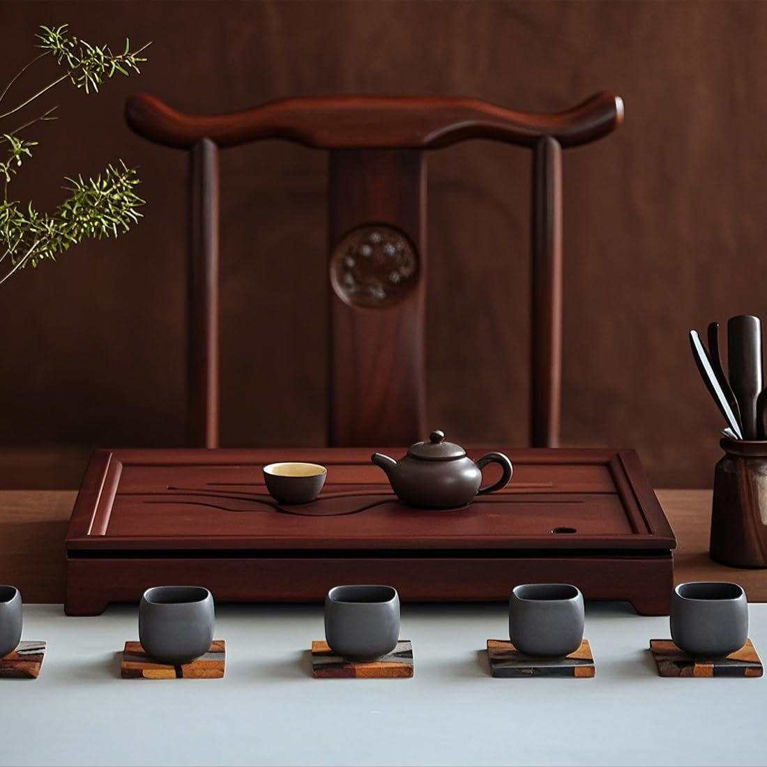 Bamboo Tea Tray,Chinese Kungfu Tea Serving Tray,Vintage Tea Set,Tea ...