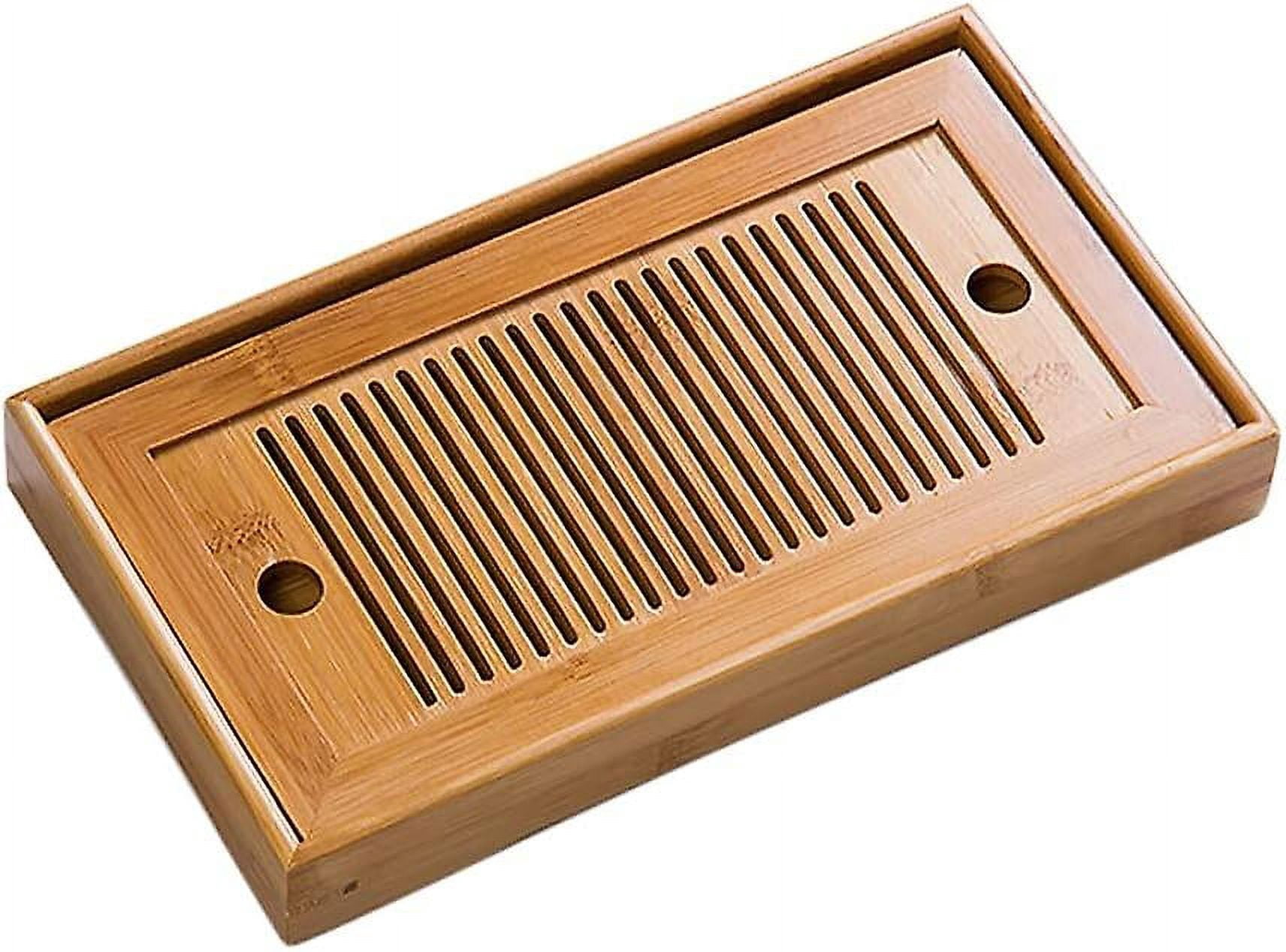 Bamboo Tea Tray - Gongfu Tea Table with Drainage System (25x14x3.5 cm ...