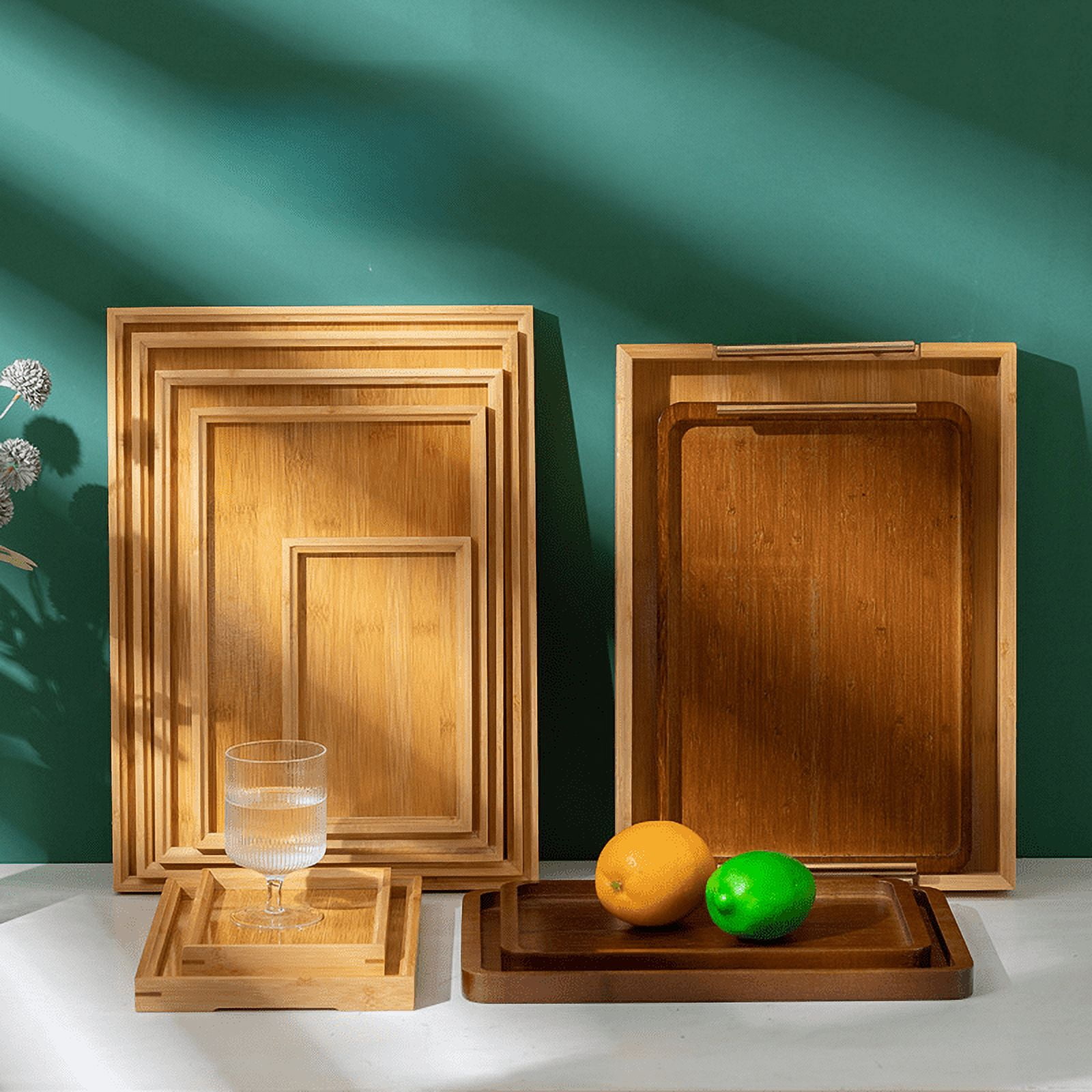 Bamboo Tea Tray Household Simple Tea Tray Rectangular Wooden Tray Fruit ...