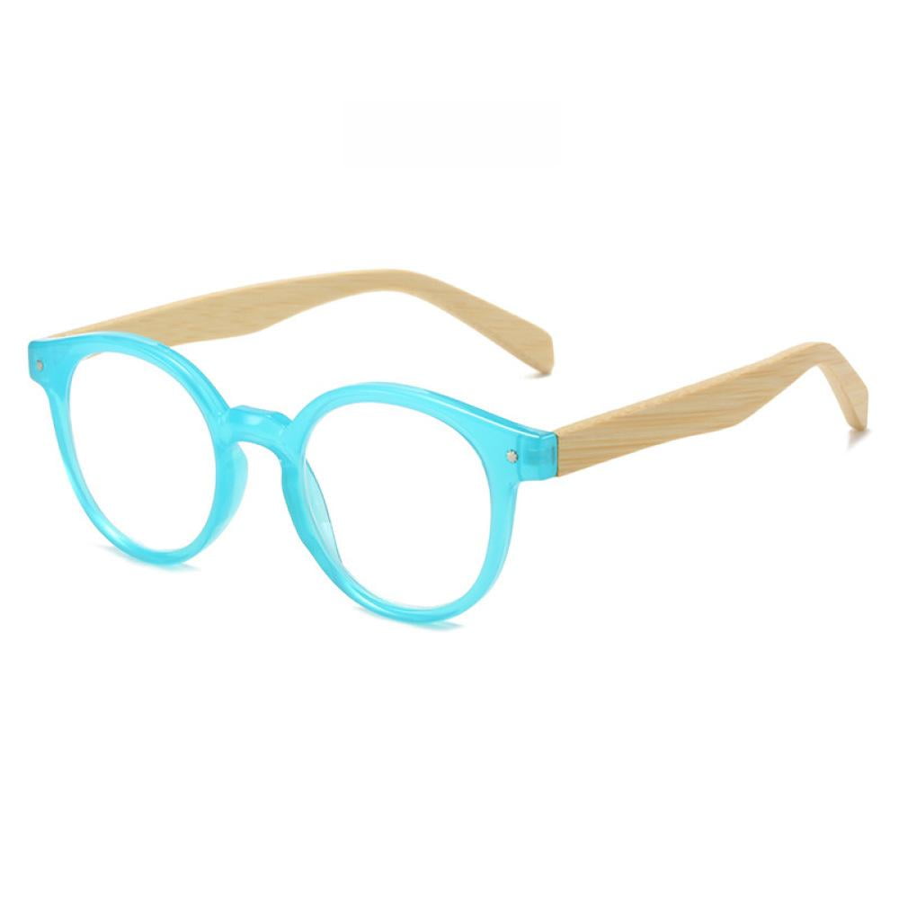 Bamboo Temple Reading Glasses Retro Round Blue Reading Glasses for Men ...