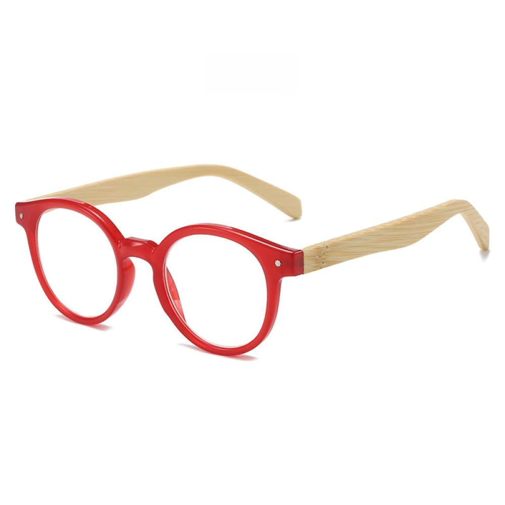 Bamboo Temple Reading Glasses Retro Round Red Reading Glasses for Men ...