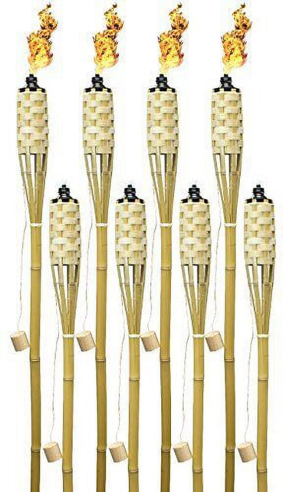 8 Pack Bamboo Tiki Torches – 60” Long, Bug Repellent, Ideal for Outdoor ...