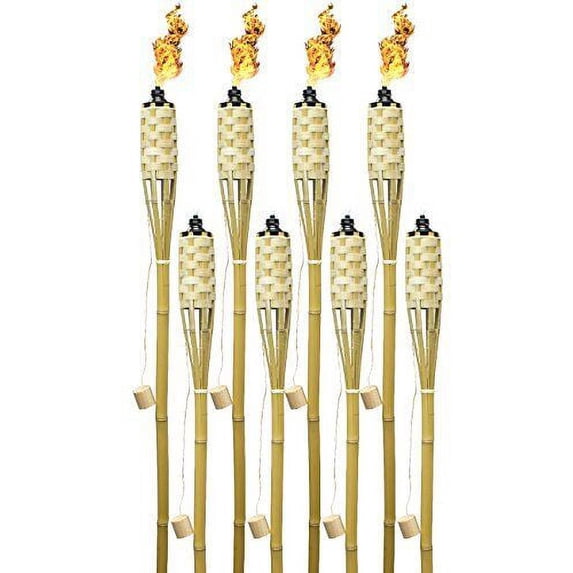 8 Pack Bamboo Tiki Torches – 60” Long, Bug Repellent, Ideal for Outdoor ...
