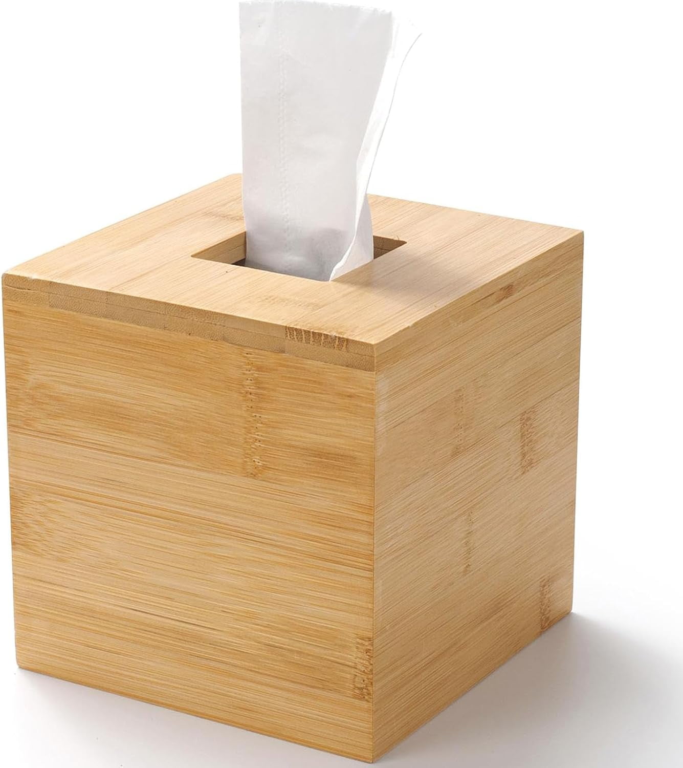 Bamboo Tissue Box Cover, Square Wood Tissue Box Holder, Wooden Facial ...