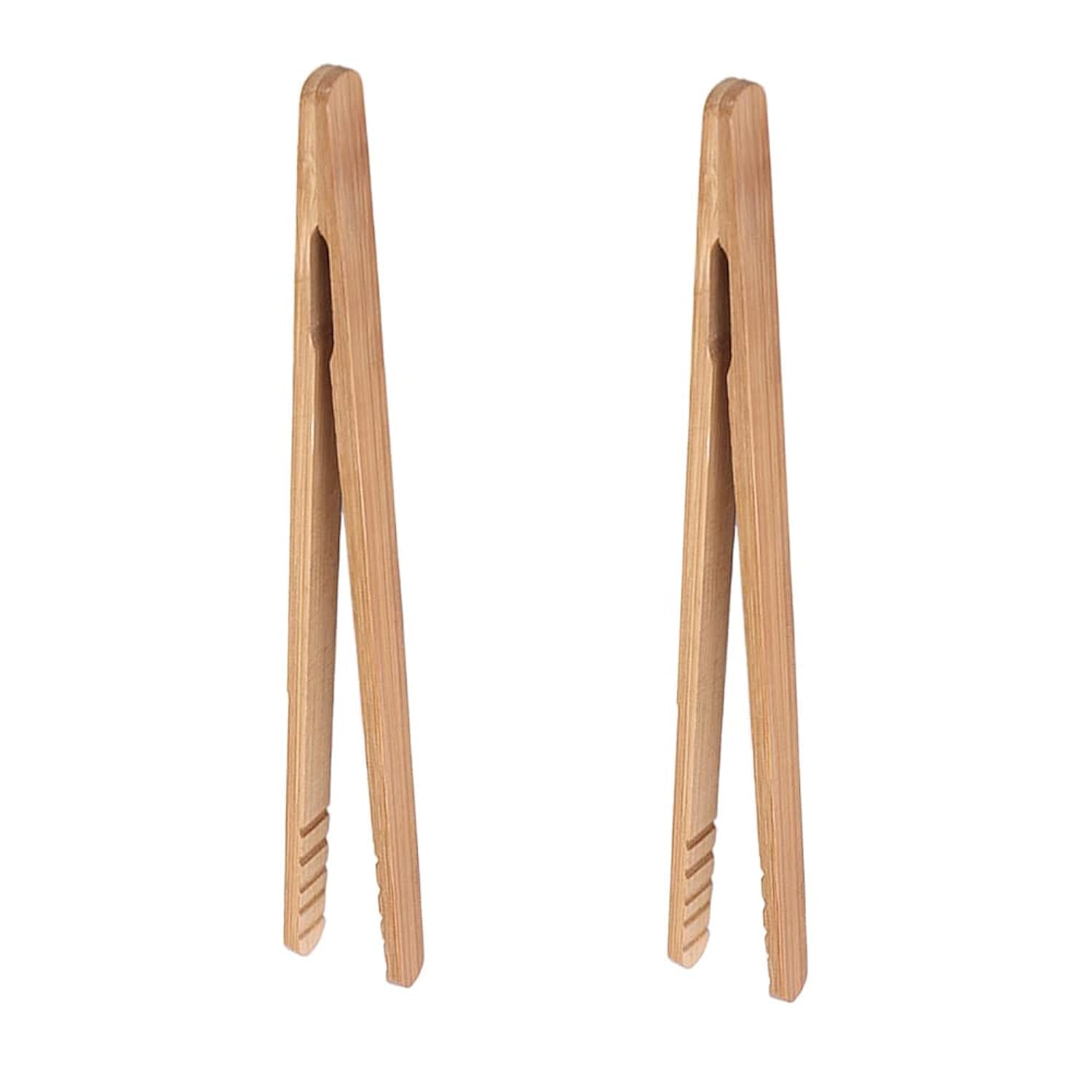Bamboo Toast Tongs, 7 Inches Mini Wood Cooking Tong with Anti-slip ...