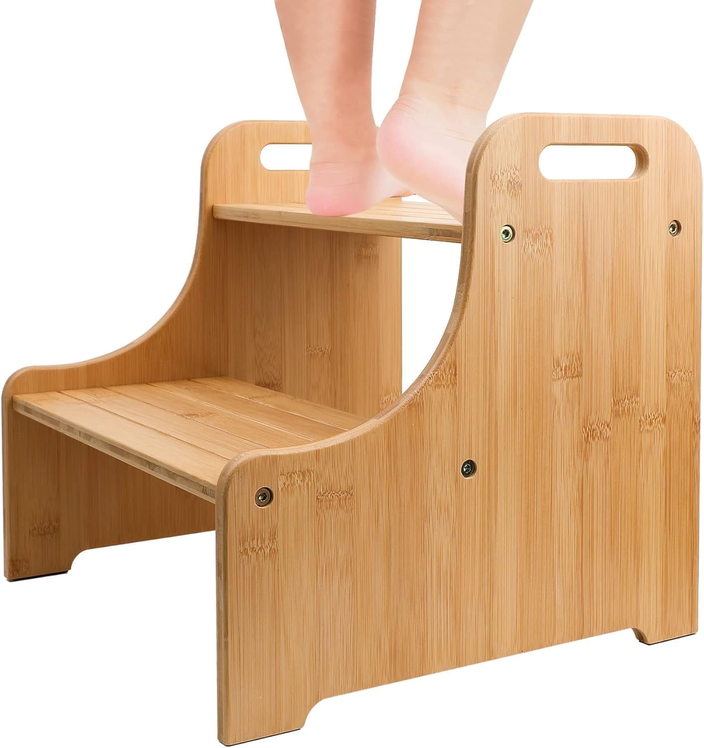 Bamboo Toddler Step Stool, 2 Step Stools for Kids with Handles for ...