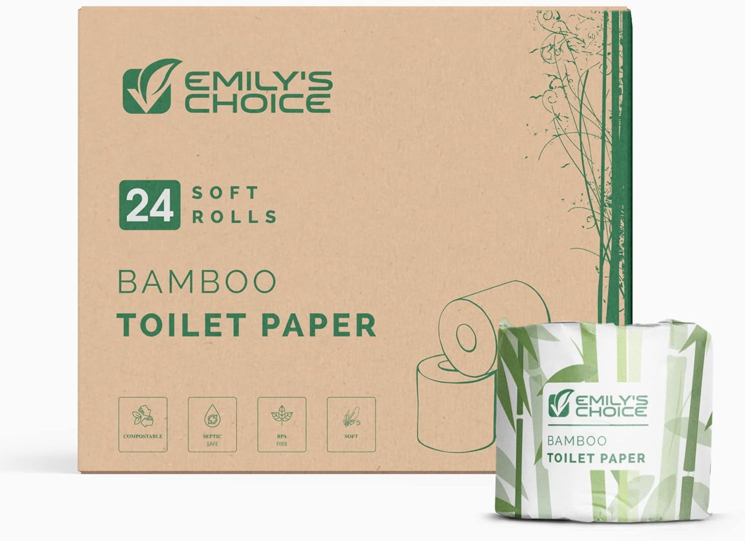 Bamboo Toilet Paper, 24 Soft Rolls, 3-Ply, 200 Sheet per Roll, Tree ...