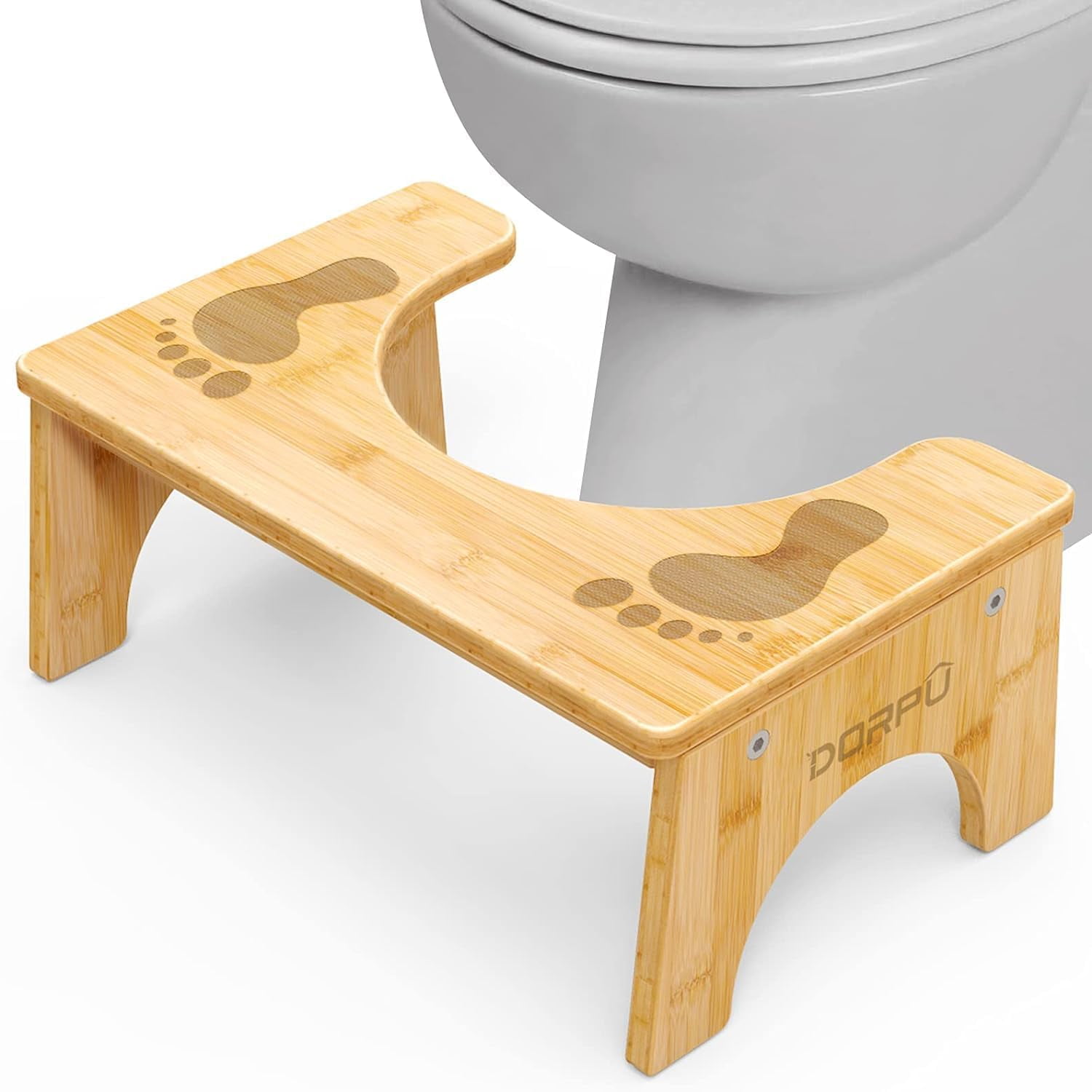 7 Inches Bamboo Toilet for Adults, Portable Poop Step Stool, Bathroom ...