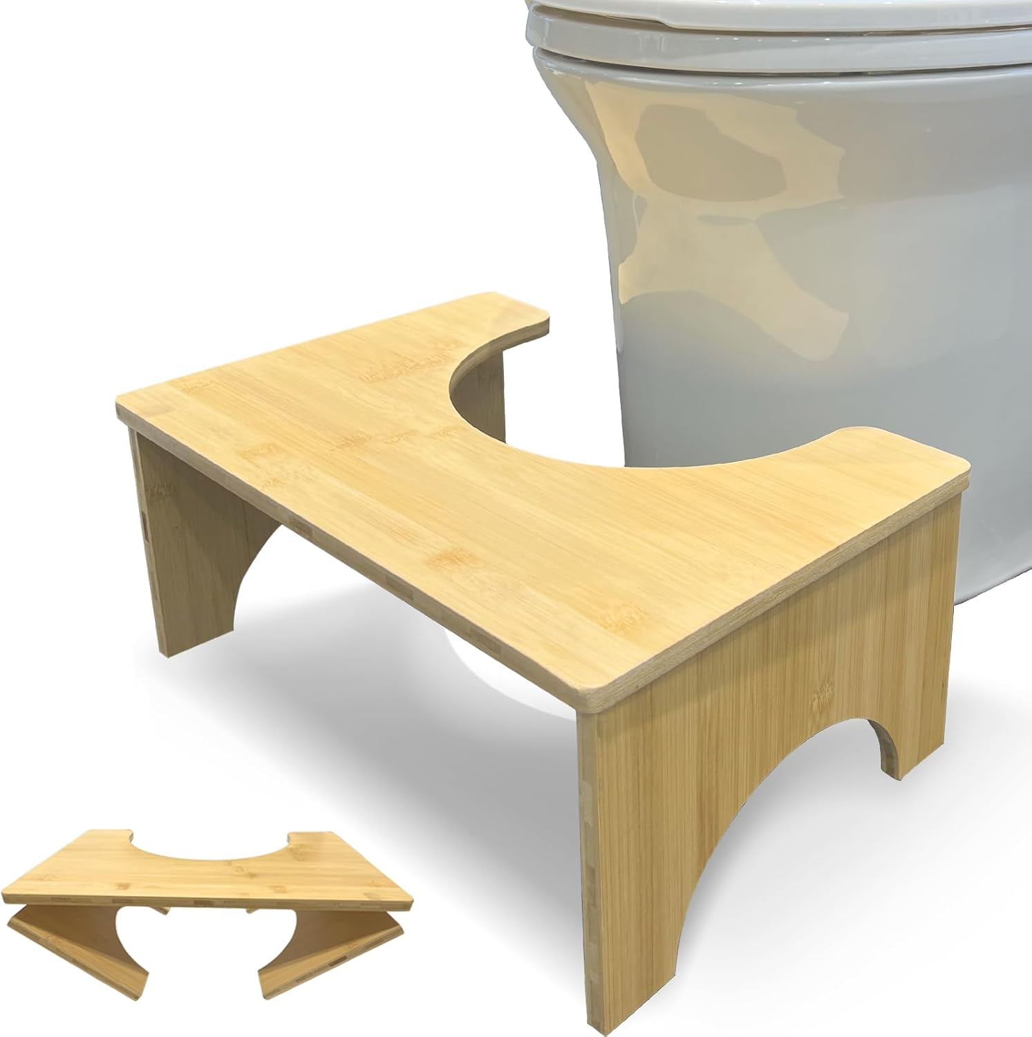 Bamboo Toilet Stool for Adults,Squatting Poop Stool with Anti-Slip ...