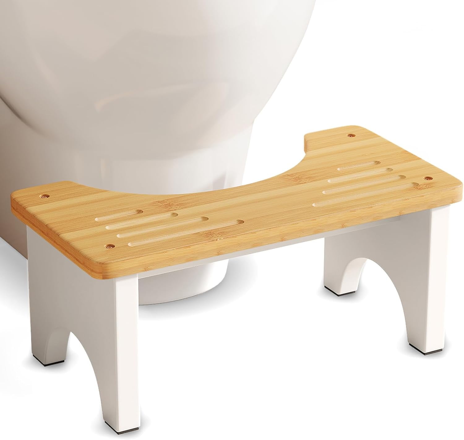 Bamboo Toilet Stool, Wooden Squatting Potty Stool for Adults, 7 Inch ...