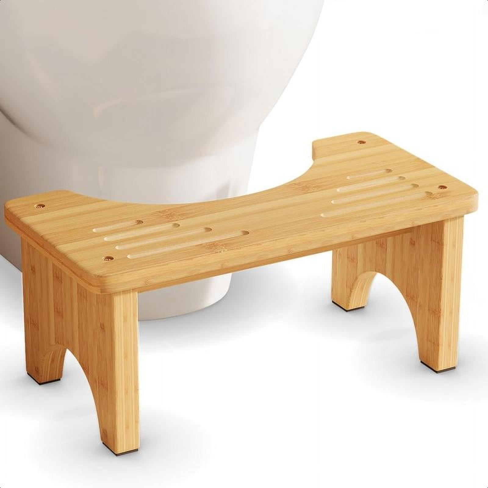 Bamboo Toilet Stool, Wooden Squatting Potty Stool for Adults, 7 Inch ...