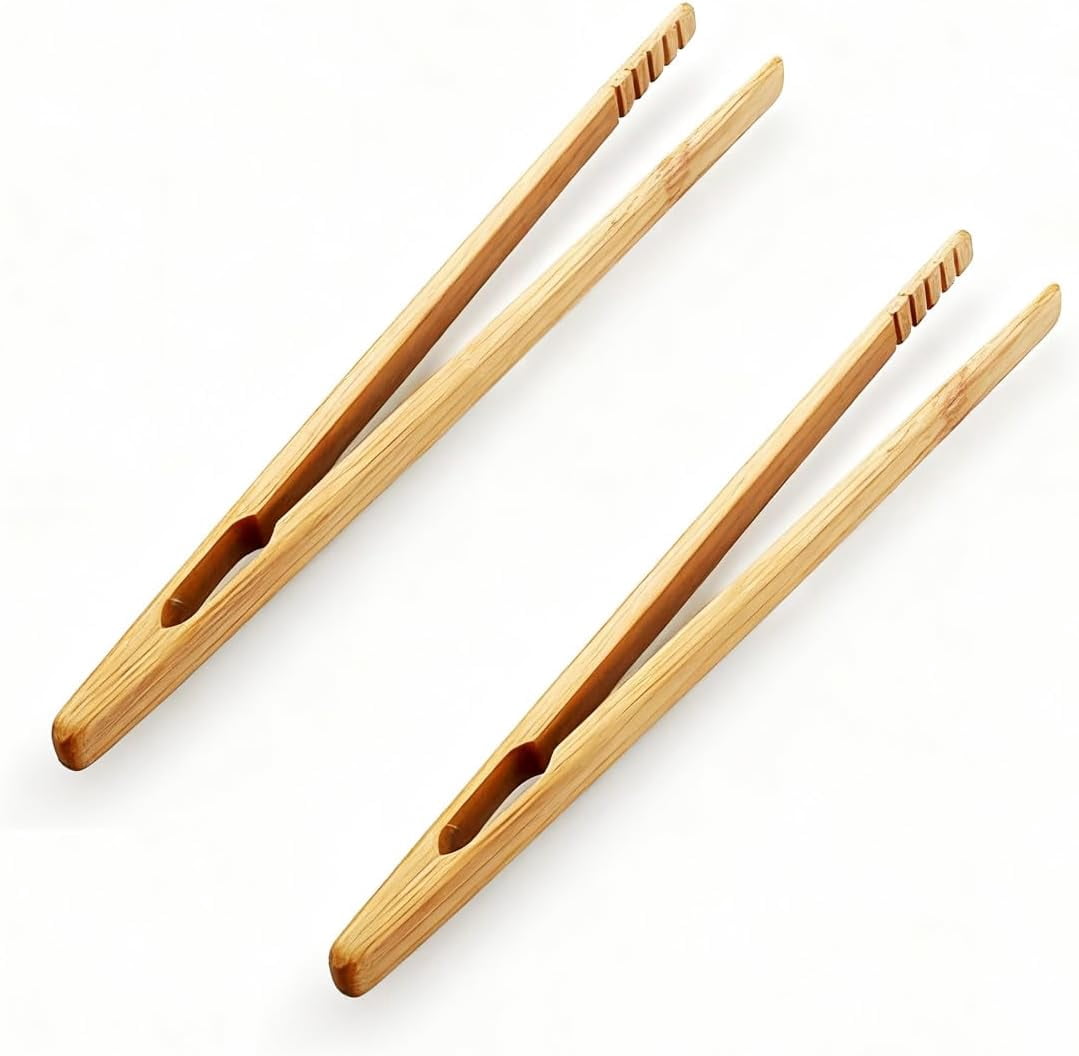 Bamboo Tongs，2 Pcs Toaster Tongs, Reusable Wooden Clips, Suitable for ...