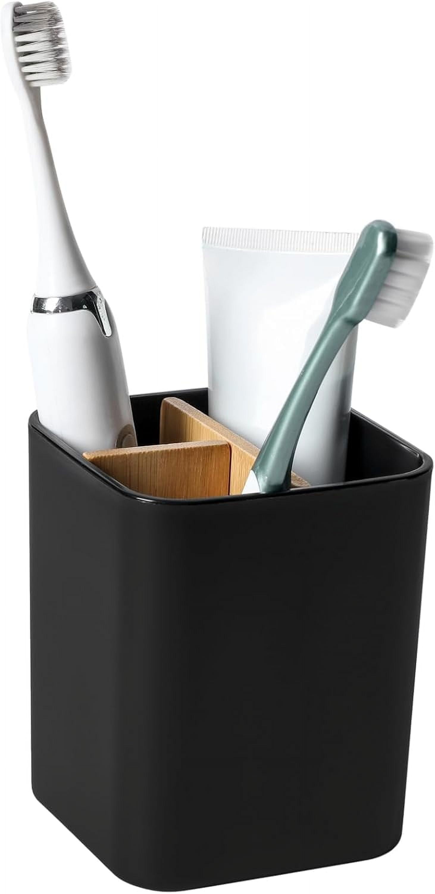 Bamboo Toothbrush Holder for Bathrooms, 3 Slots Toothbrush and ...