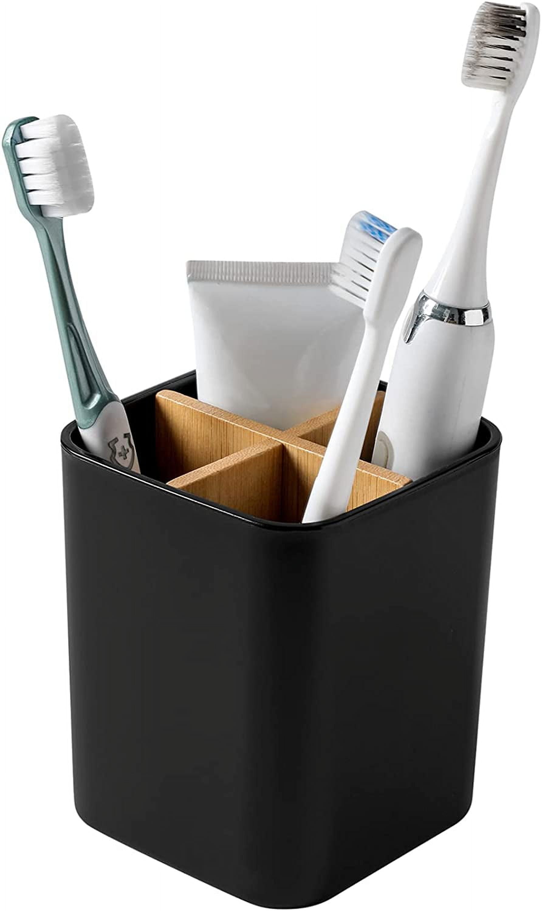 Bamboo Toothbrush Holder for Bathrooms, 4 Slots Toothbrush and ...