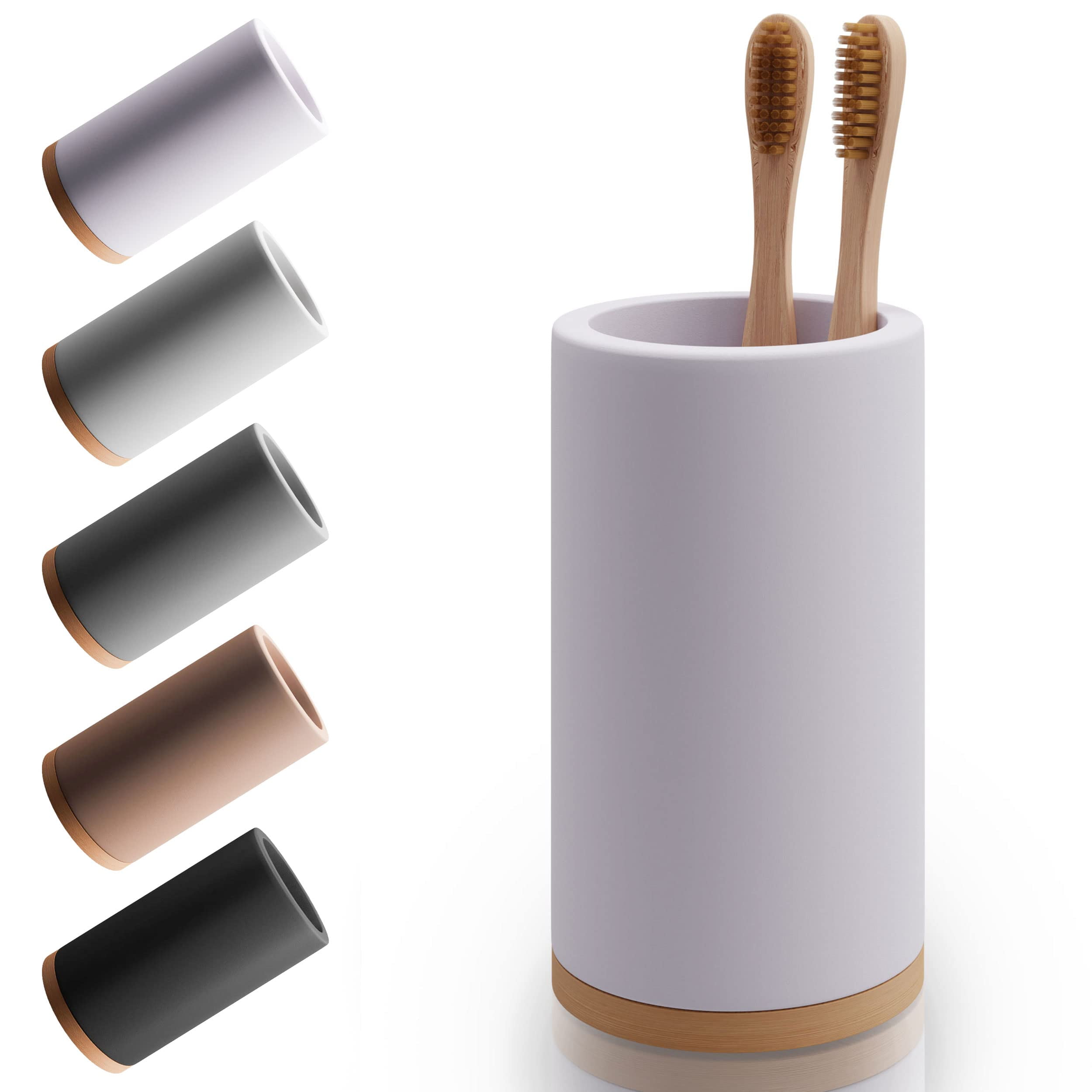 Bamboo Diatomite Toothbrush Organizer, Minimalist Bathroom Counter ...