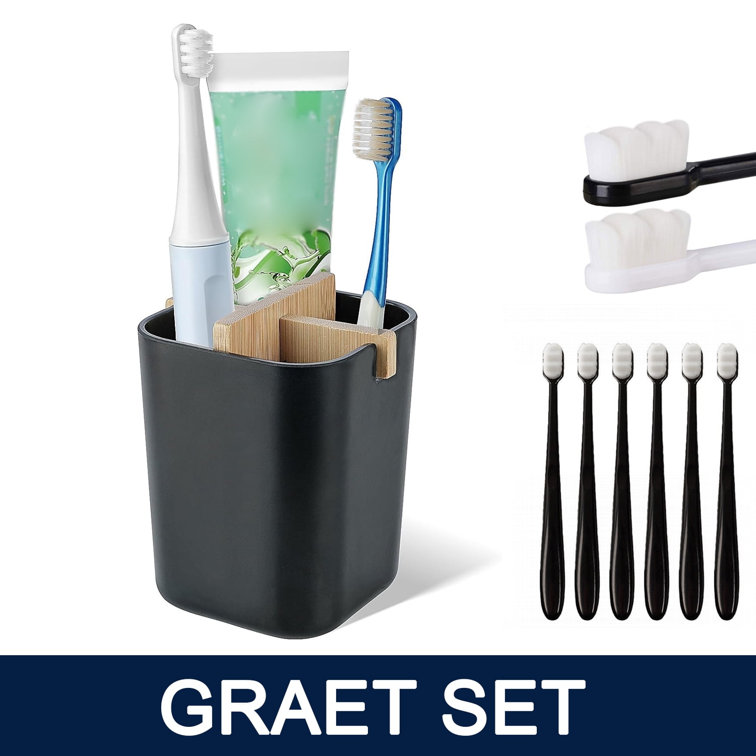 Bamboo Toothbrush Holders for Bathrooms, 4 Slots Toothbrush and ...