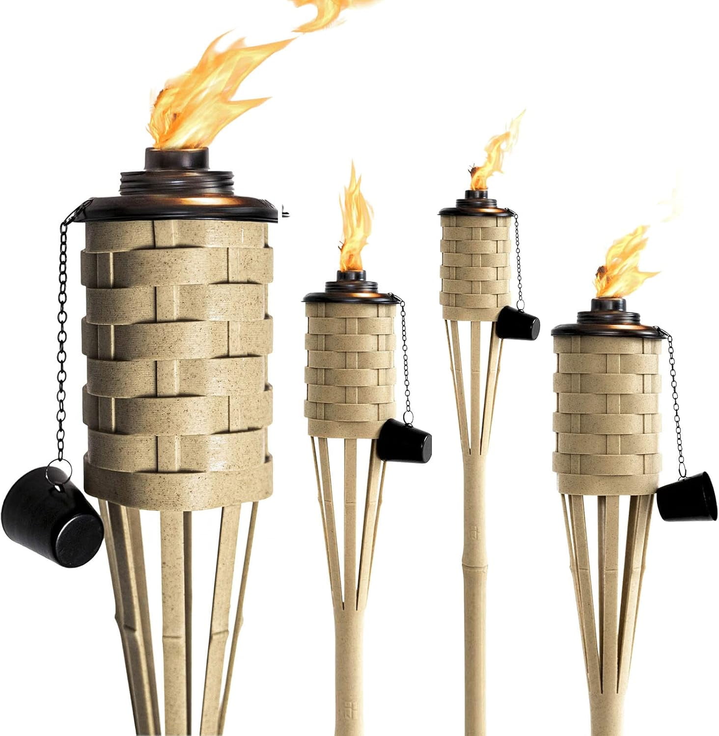 Bamboo Torches, Outdoor Citronella Torch (Weathered Color, 4pack ...