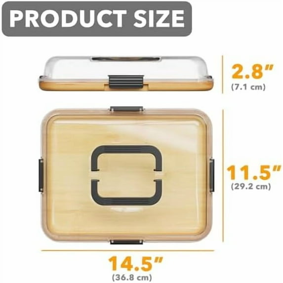 Bamboo Travel Charcuterie Board with Clear Lid – Portable Serving Tray ...