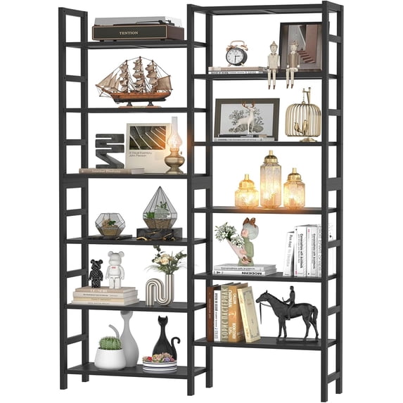Bamboo Triple Wide Shallow Bookshelves and Bookcases, ft Tall Bookshelf ...