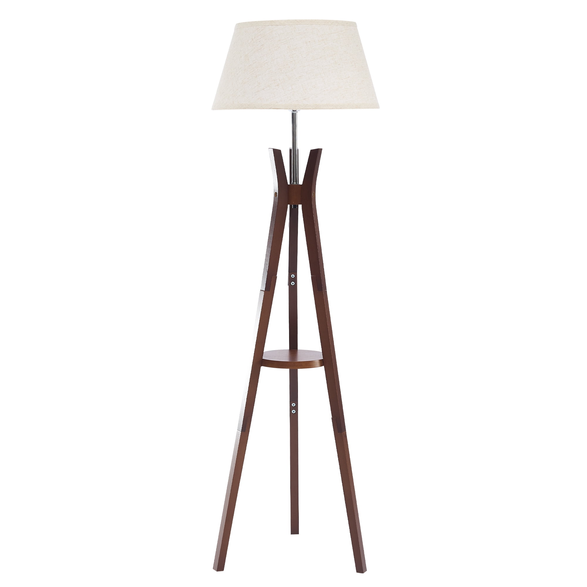 Bamboo Tripod Floor Lamp with Shelves,Mid Century Standing Lamp,Modern ...