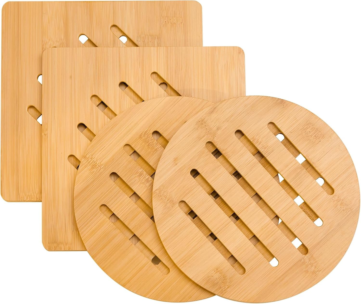Bamboo Trivet with Stand -Heat Resistant Pot Holders for Kitchen,Multi ...