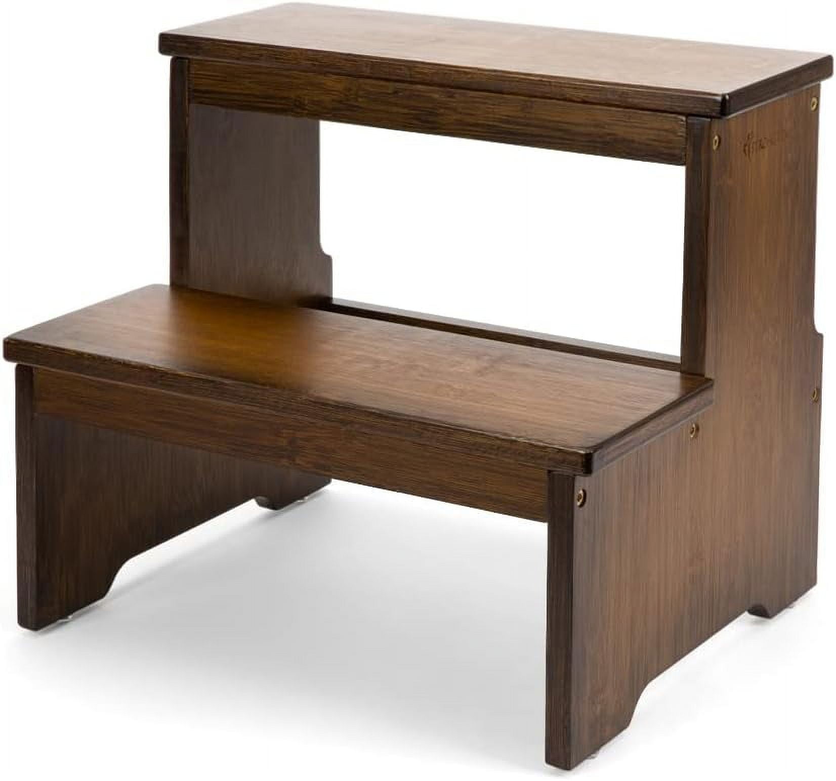 Bamboo Two Step Stool for Adults and , Bed Stepstool with Anti-Slip ...