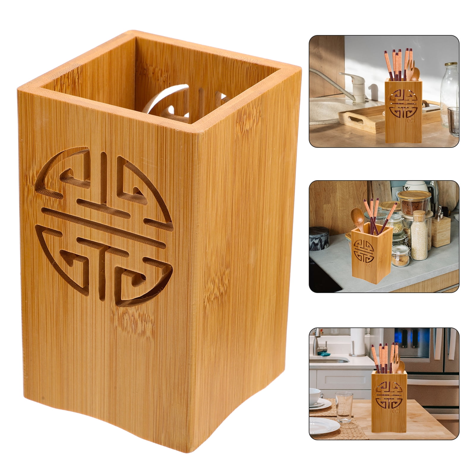Bamboo Utensil Container Bamboo Chopstick Box Bamboo Cutlery Organizer ...